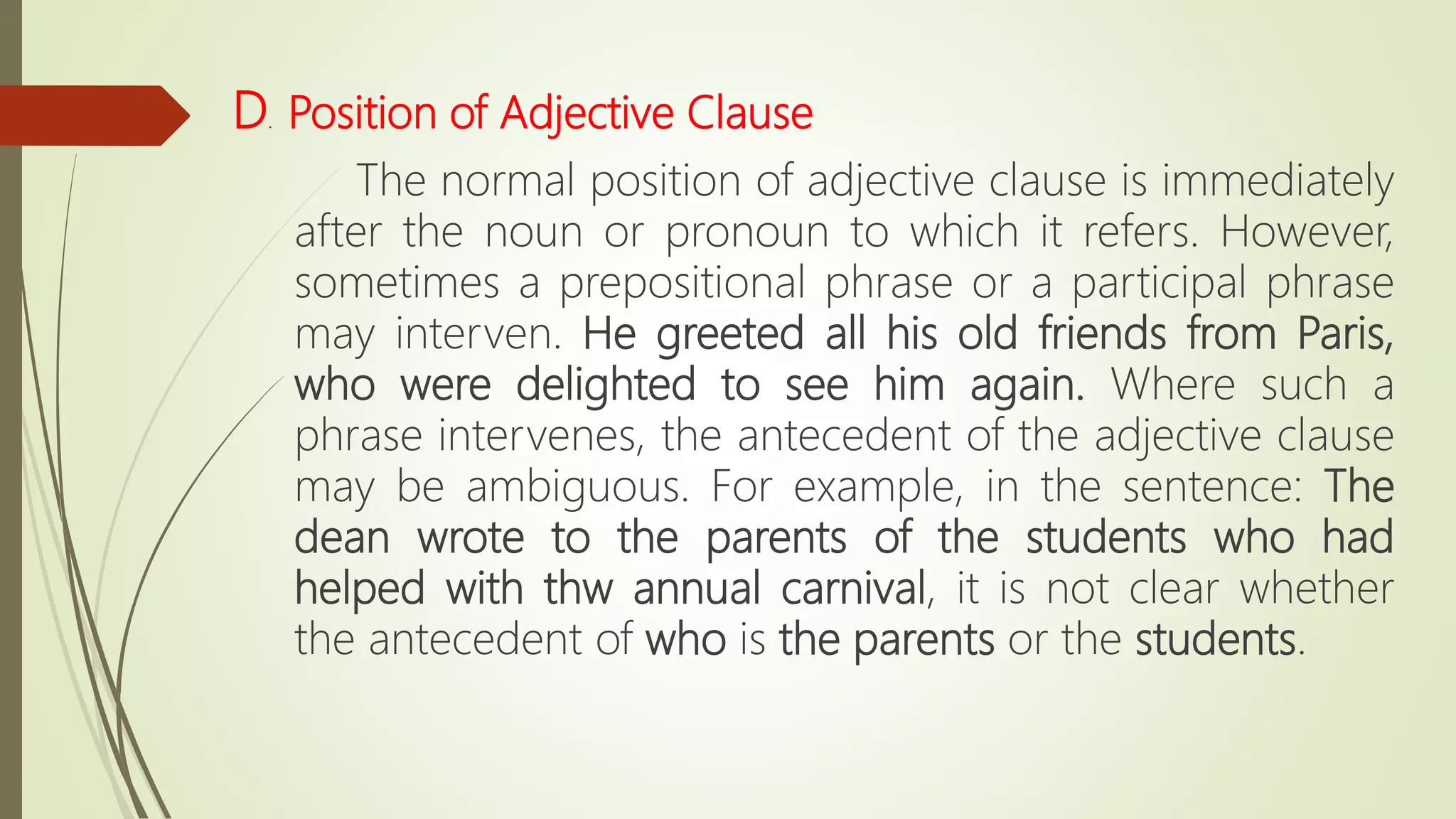 Adjective clause ppt | PPT