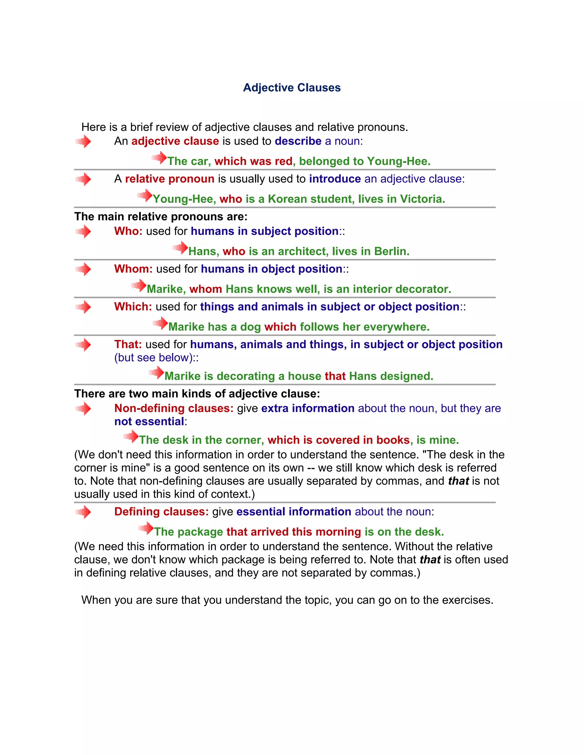 Adjective clauses | DOC