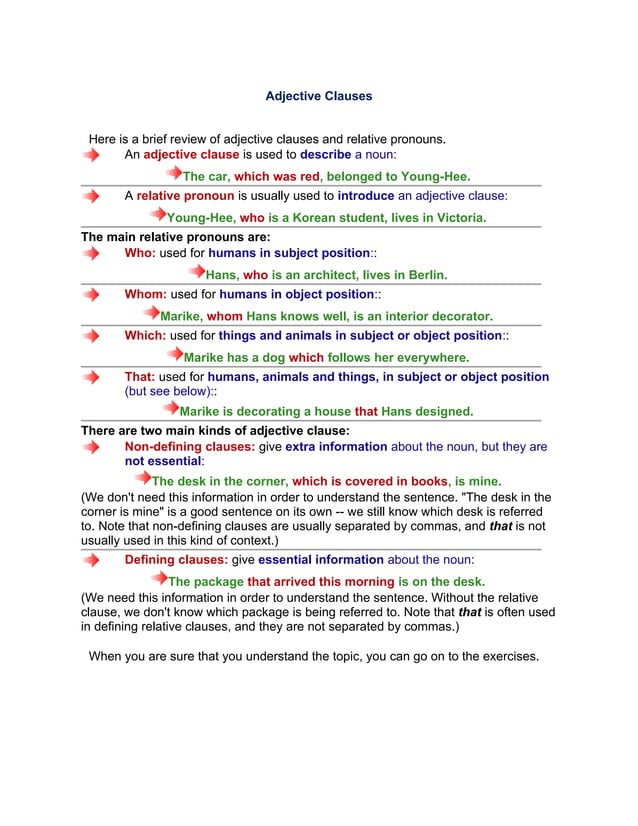 Adjective clauses | PDF