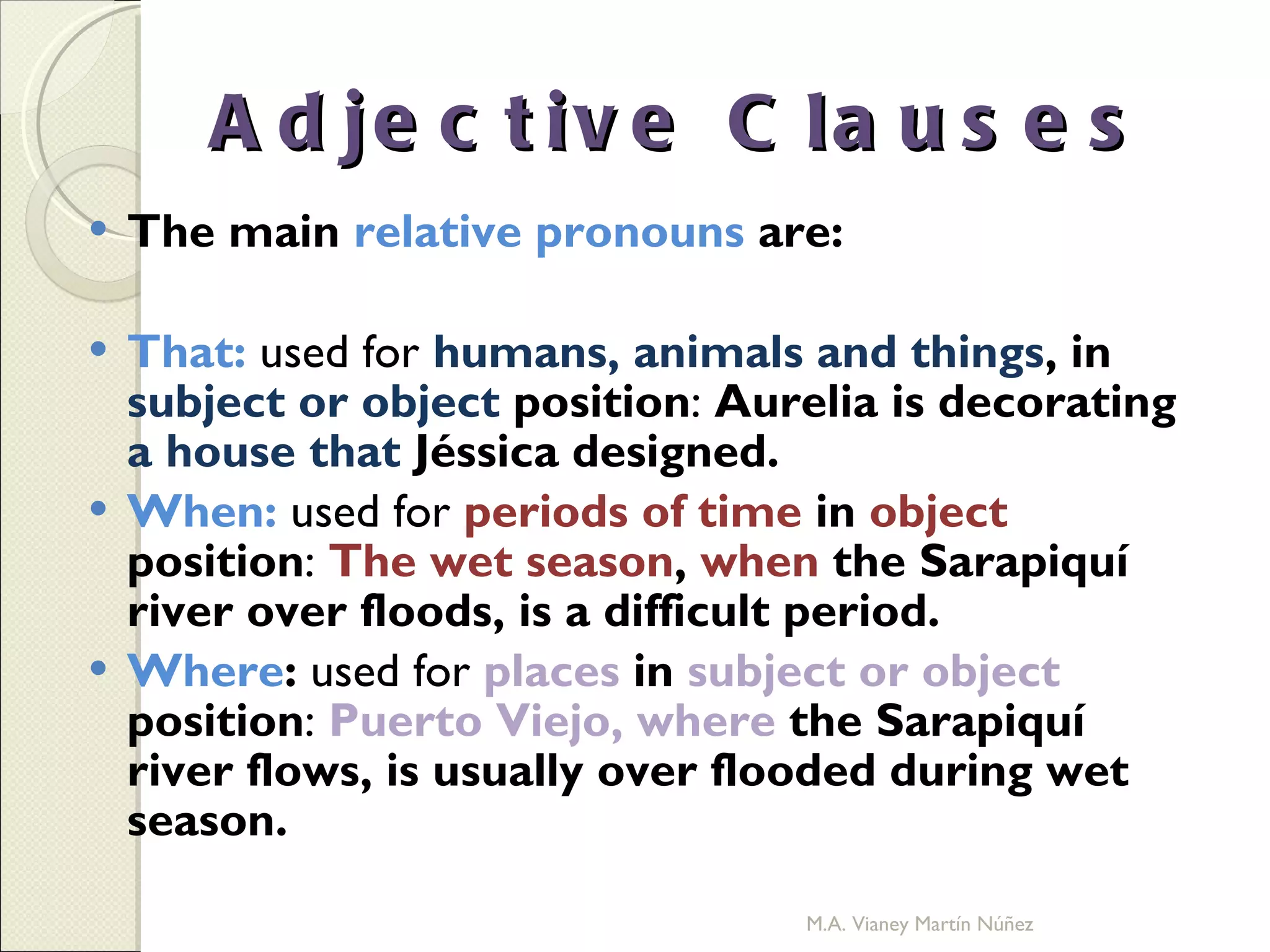 Adjective Clauses and Relative Pronouns | PPT