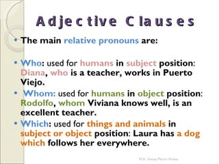 Adjective Clauses and Relative Pronouns | PPT