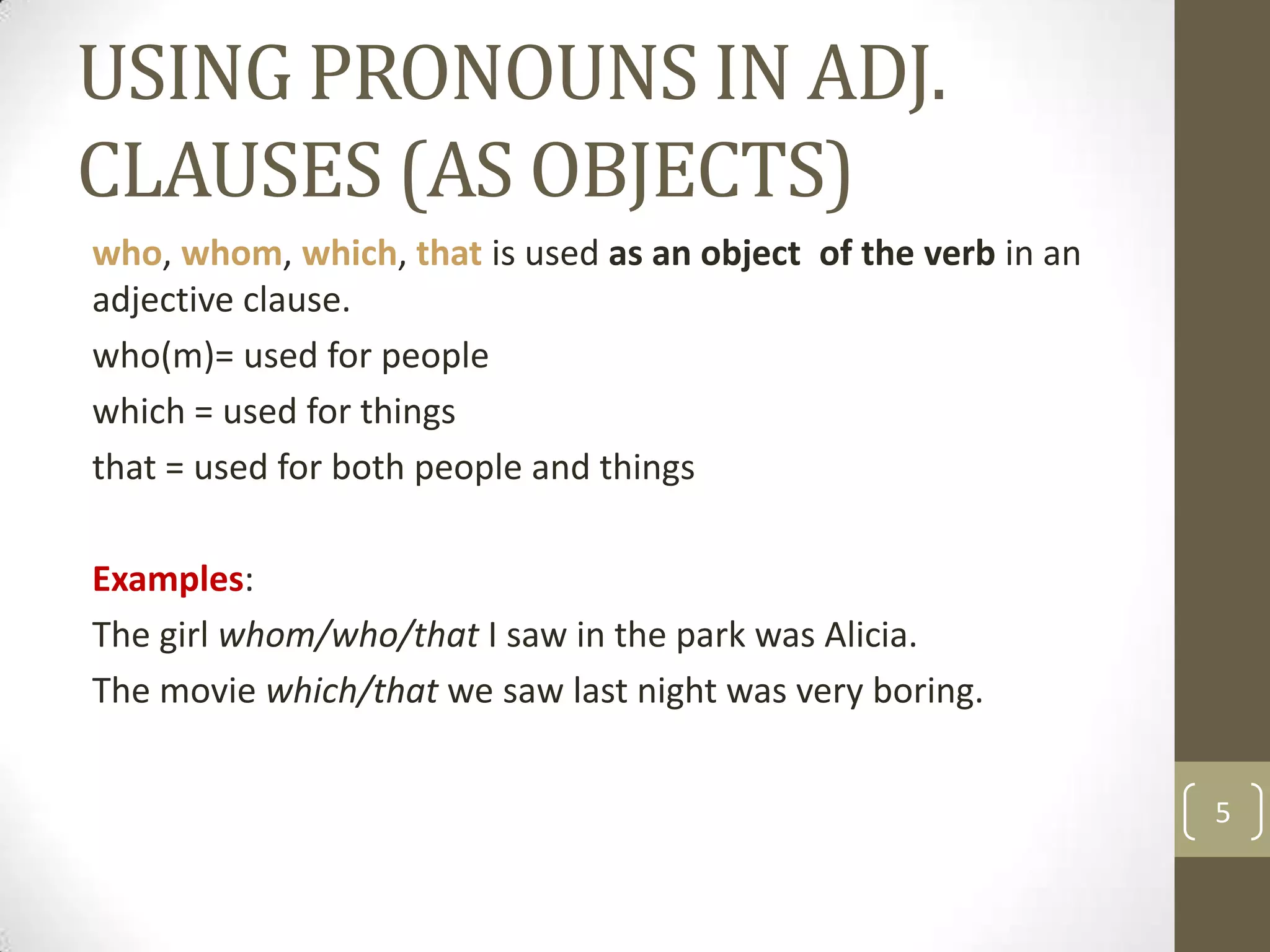 Adjective clauses | PPTX