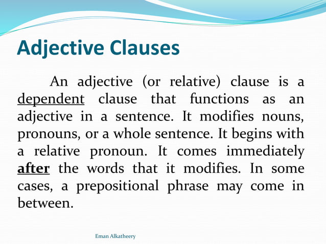adjective_clauses and restrictive and nonrestrictive clauses | PPTX