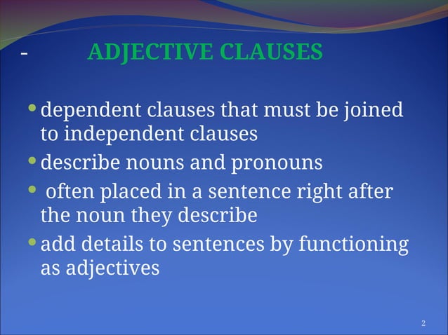 Grammar: Power Point Slides of Adjective Clauses.ppt | Soccer | Sports