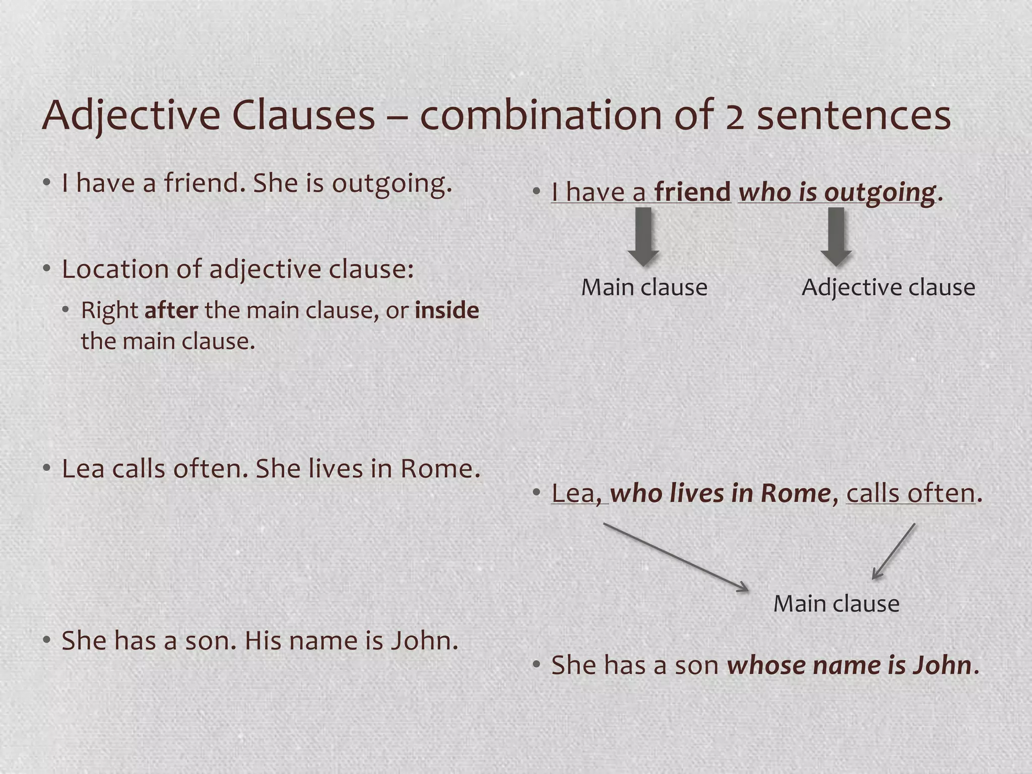 Adjective clauses with subject relative pronouns | PPTX