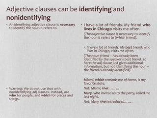 Adjective clauses with subject relative pronouns | PPTX