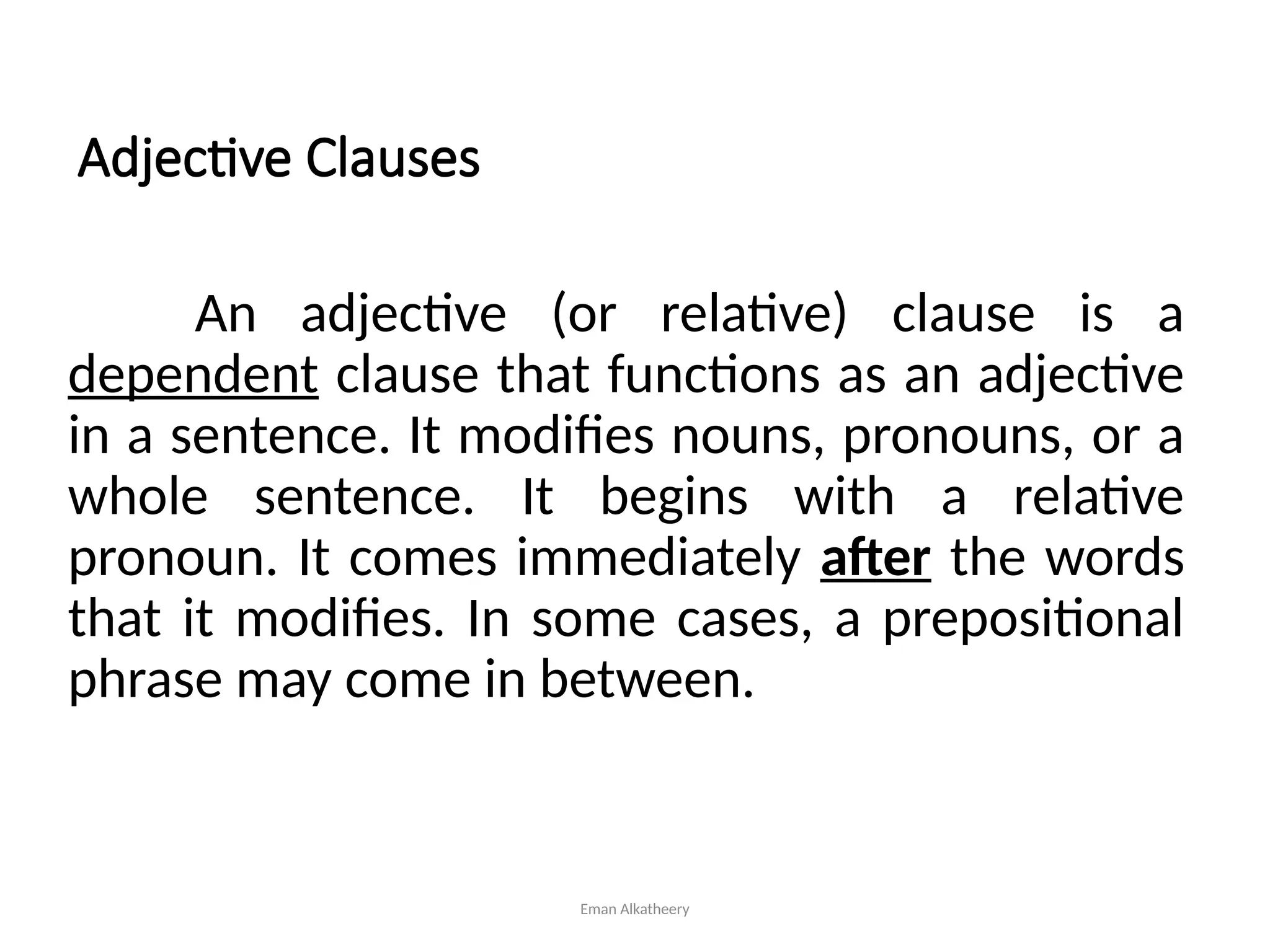 type of complex sentence adjective clauses | PPTX