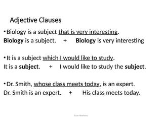 type of complex sentence adjective clauses | PPTX