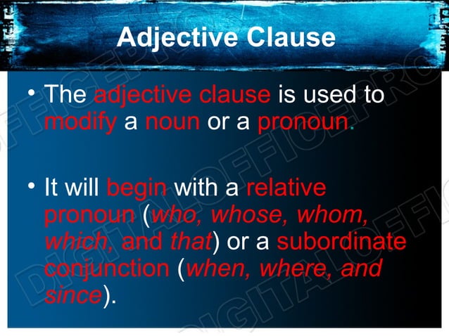 Adjective clauses powerpoint (ms standard 4c4) | PPT