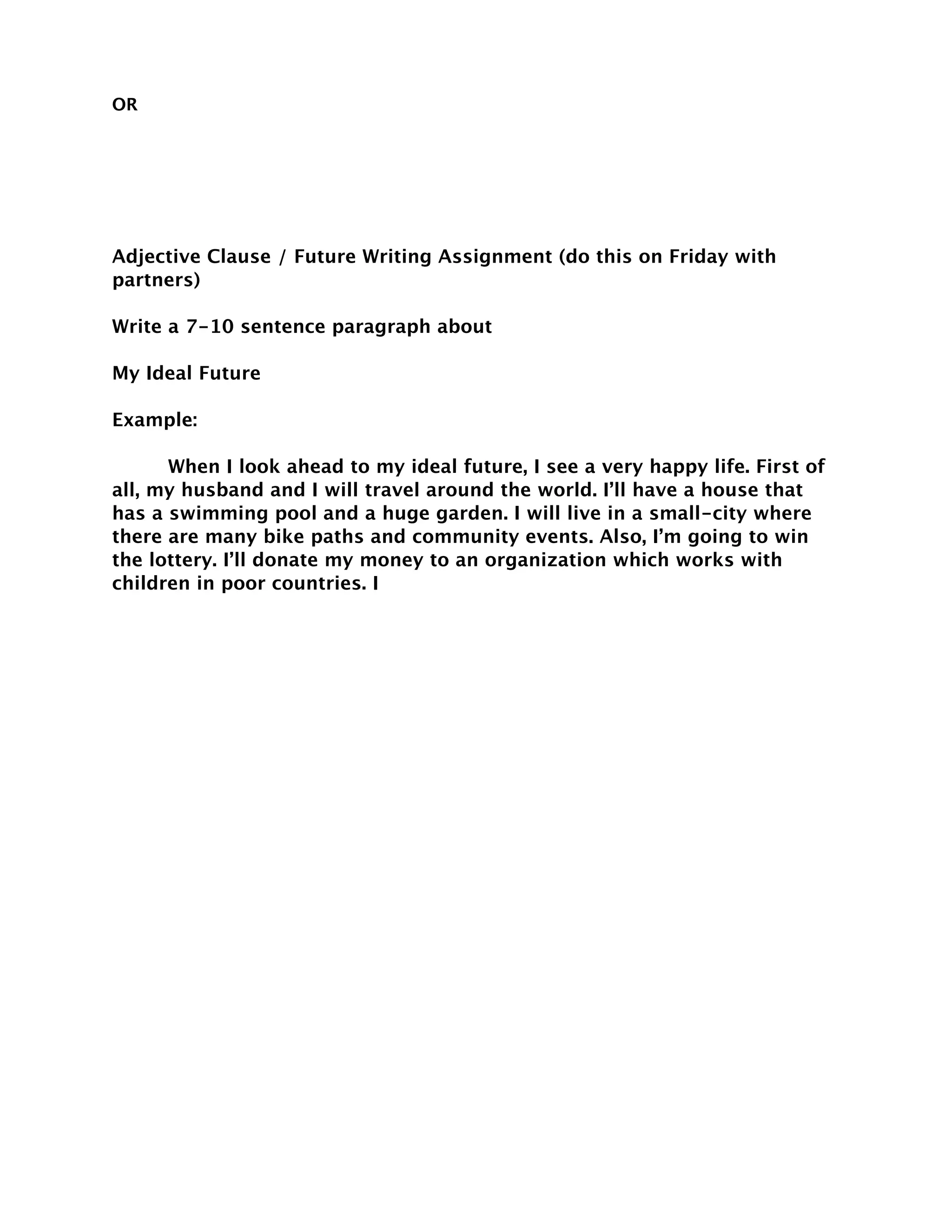 Adjective clause writing assignment | PDF