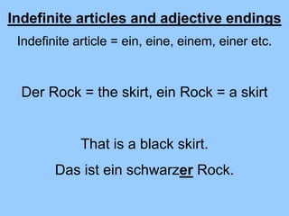 Adjective Endings Indefinite Articles Only | PPTX