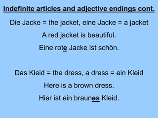 Adjective Endings Indefinite Articles Only | PPT