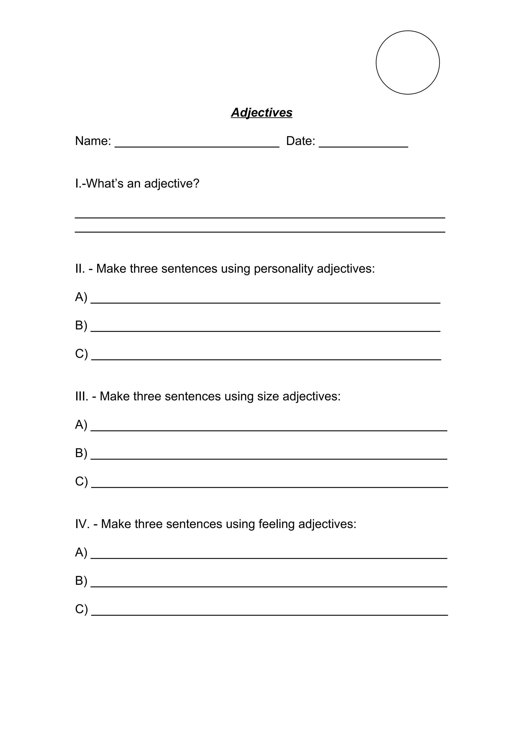 Adjective exam | DOC