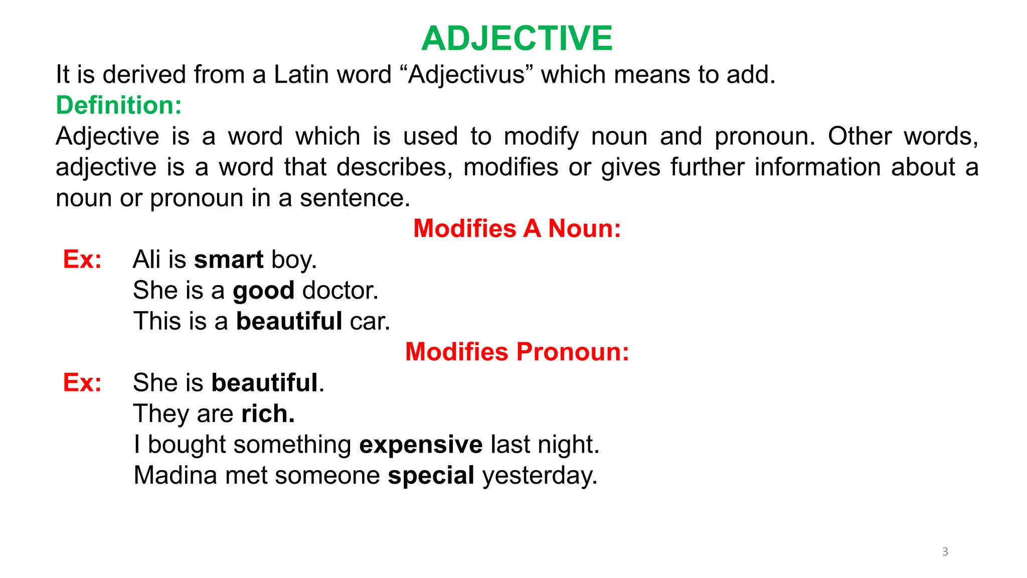 Adjectives and its types in full details | PPT