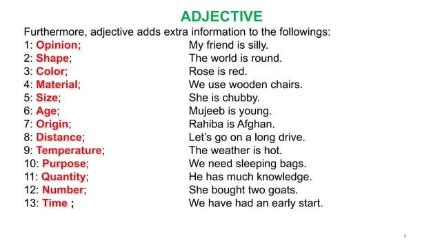 Adjectives and its types in full details | PPT