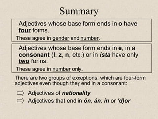 Adjective form, position, and agreement | PPT