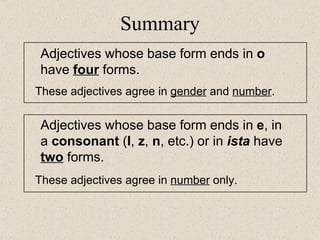 Adjective form, position, and agreement | PPT