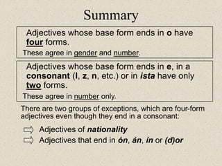 Adjective form, position, and agreement.ppt