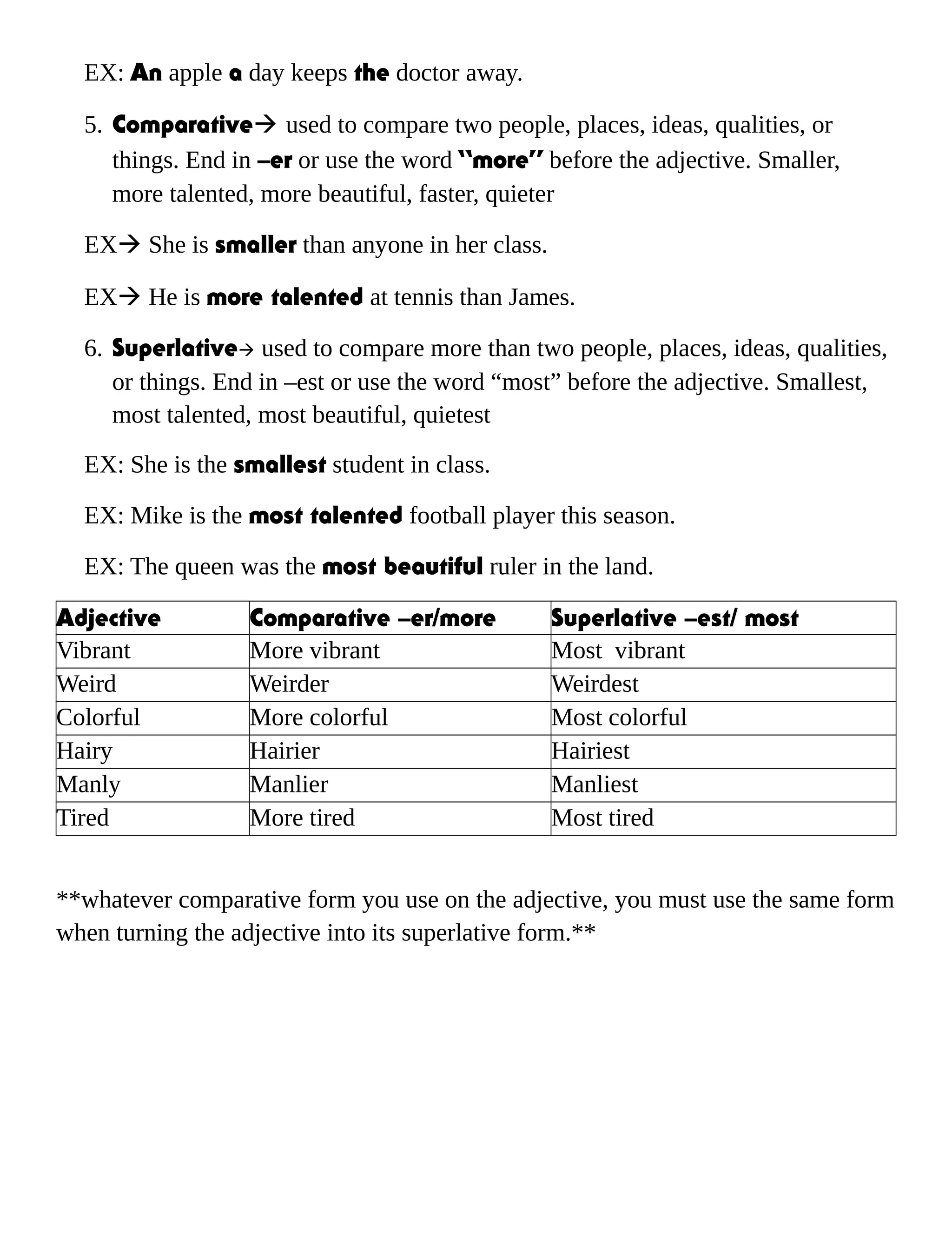 Adjective notes | DOC