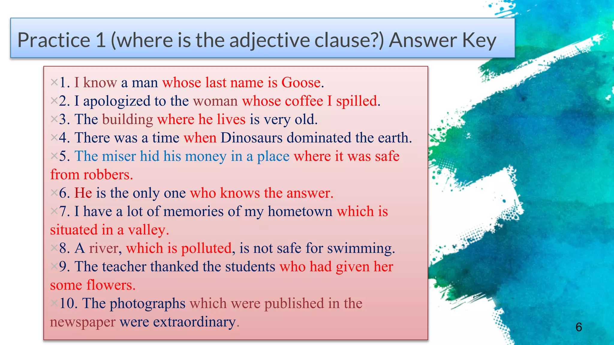 Adjective, noun and adverb clauses | PPTX | Law