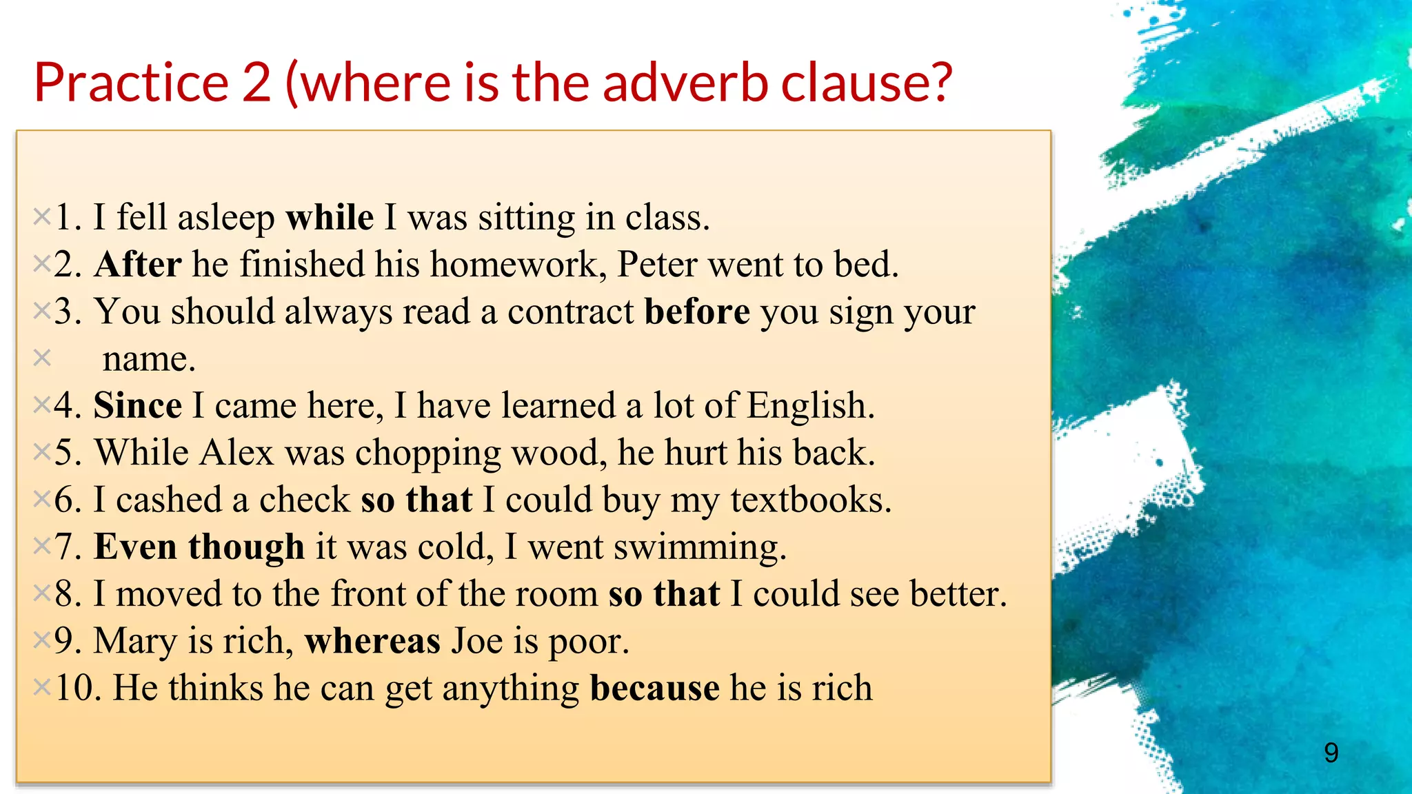 Adjective, noun and adverb clauses | PPTX | Law