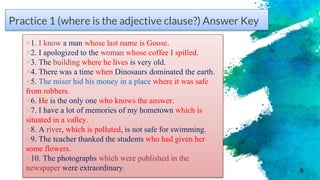 Adjective, noun and adverb clauses | PPTX | Law