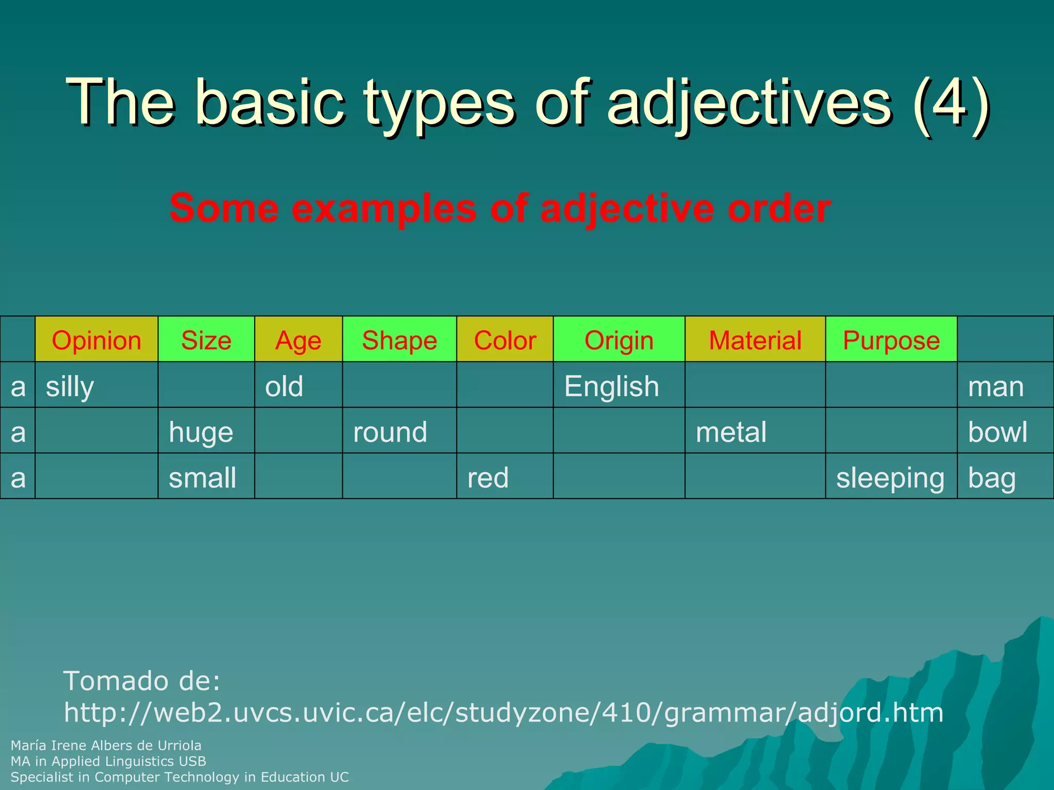 Adjective order | PPT