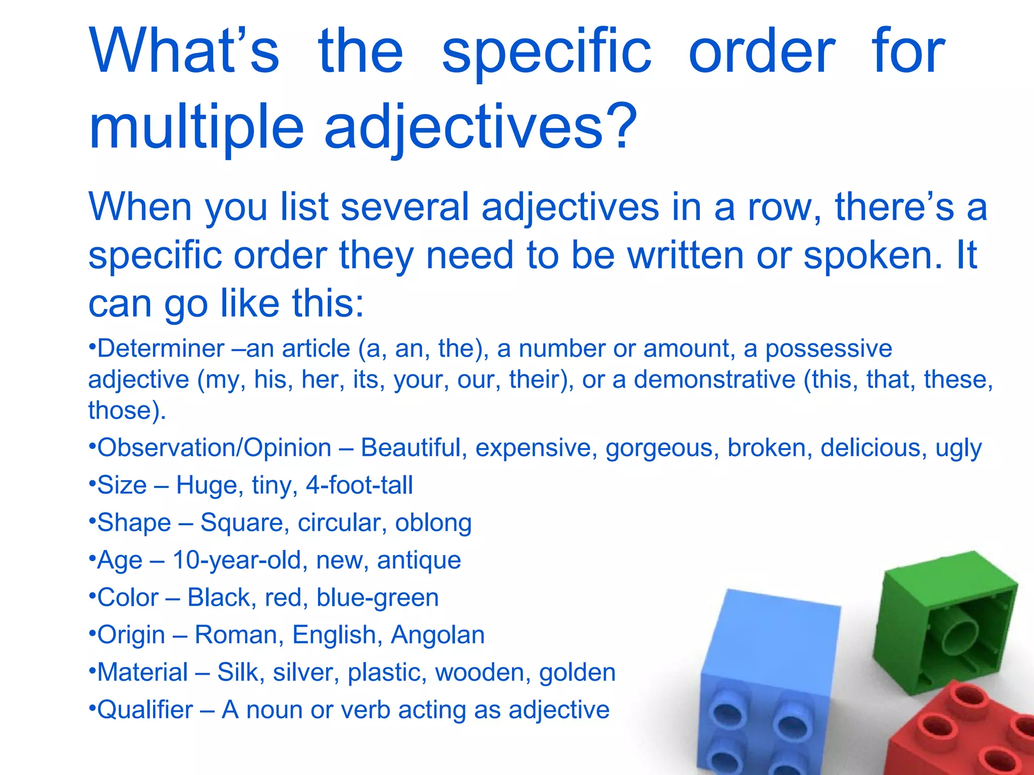 Adjective order | PPT