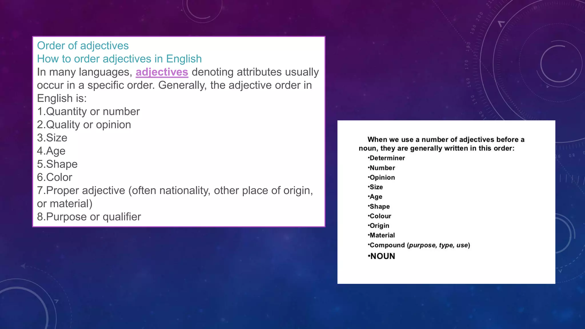 Adjective order | PPTX