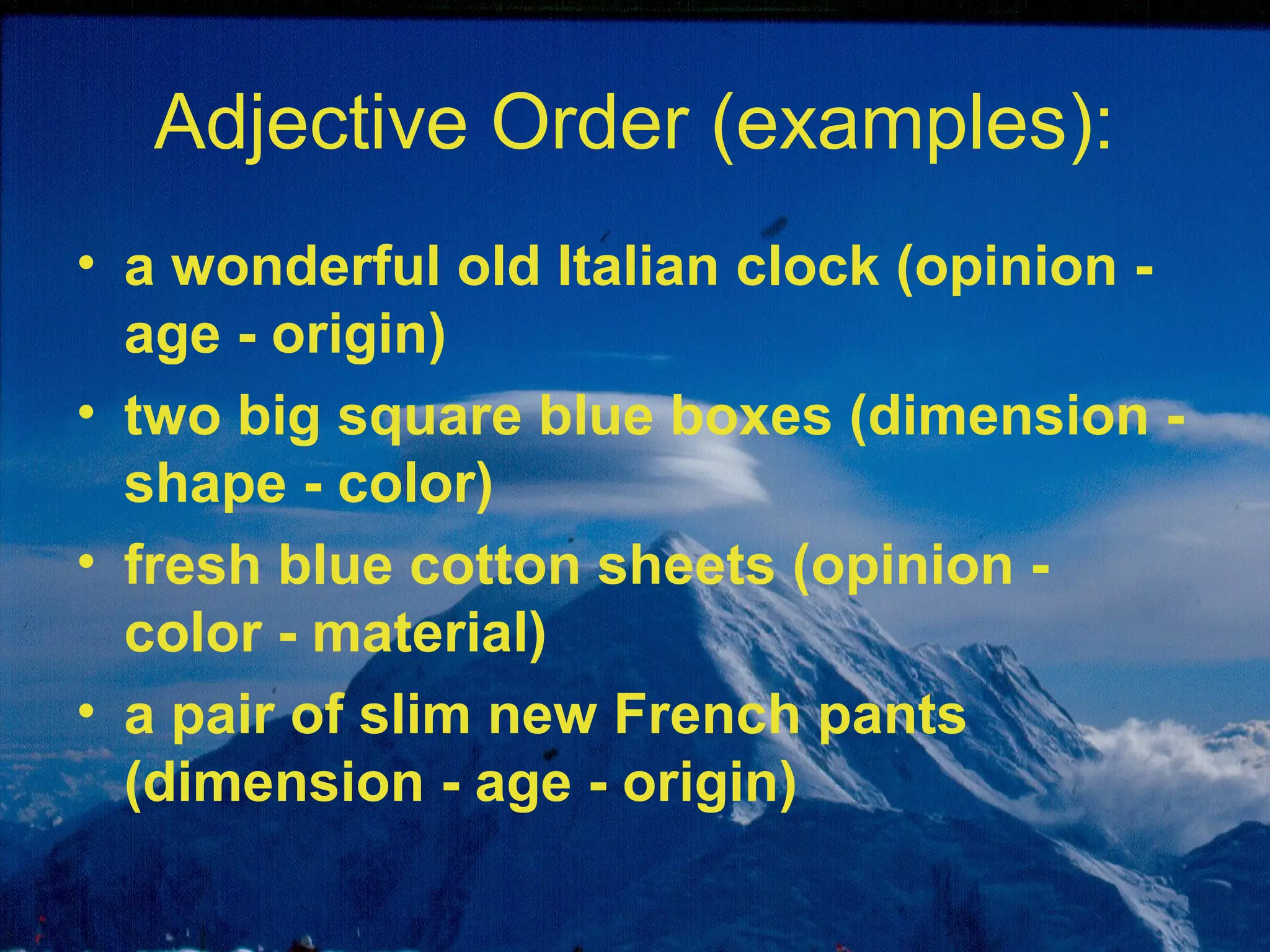 Adjective order rob | PPT