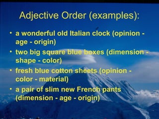 Adjective order rob | PPT