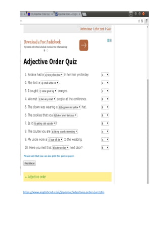 Adjective order test pdf | PDF