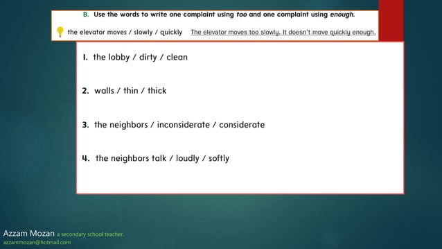 Adjective order, too and enough | PPT