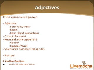 Spanish Adjectives | PPT