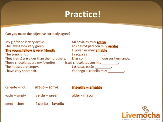 Spanish Adjectives | PPT