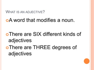 Parts of Speech - Adjectives | PPTX