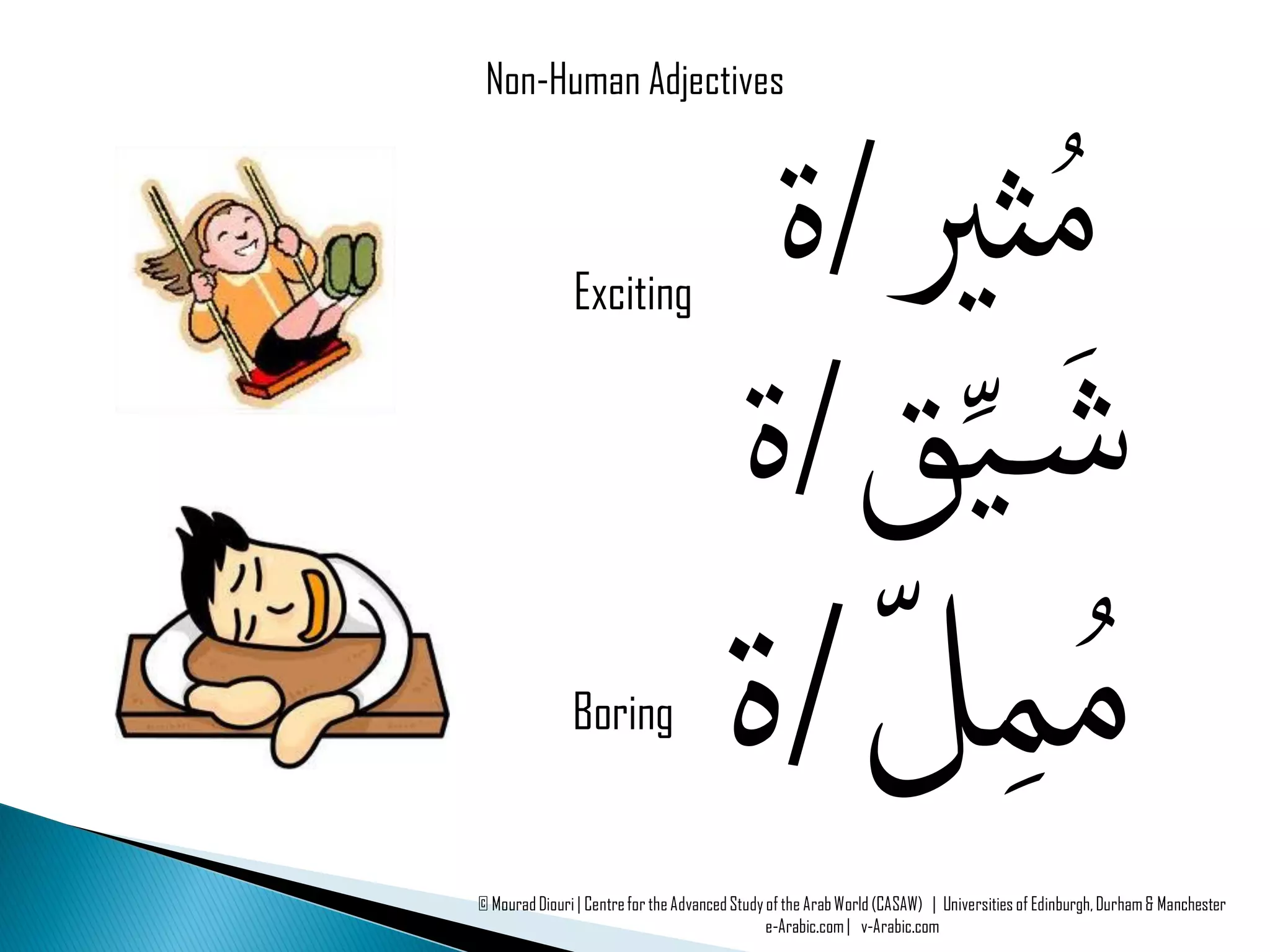 Arabic Vocabulary: Adjectives (Human & Non-Human) | PDF