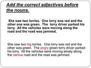 Adjectives | PPTX | Commercial Trucks | Auto Body Styles