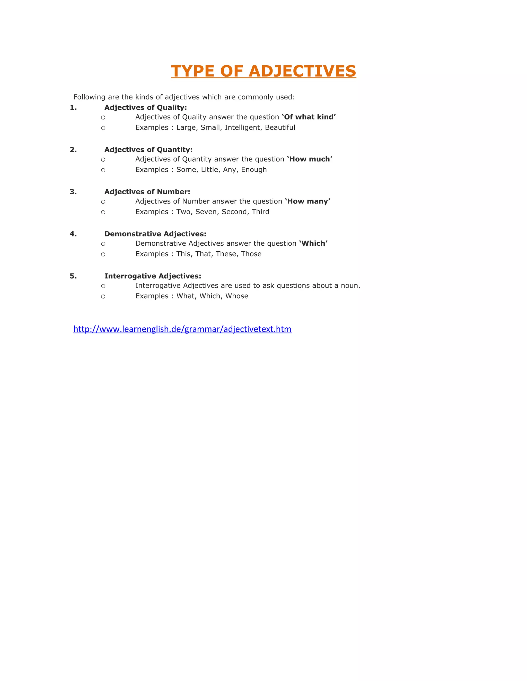 FACTS ABOUT ADJECTIVES | PDF