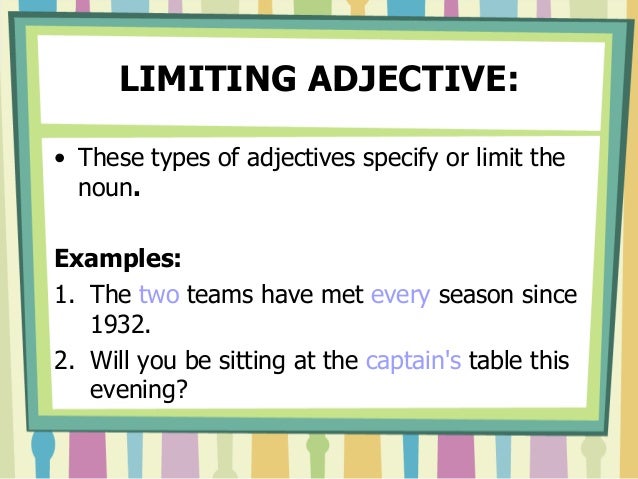 Adjectives adjectives