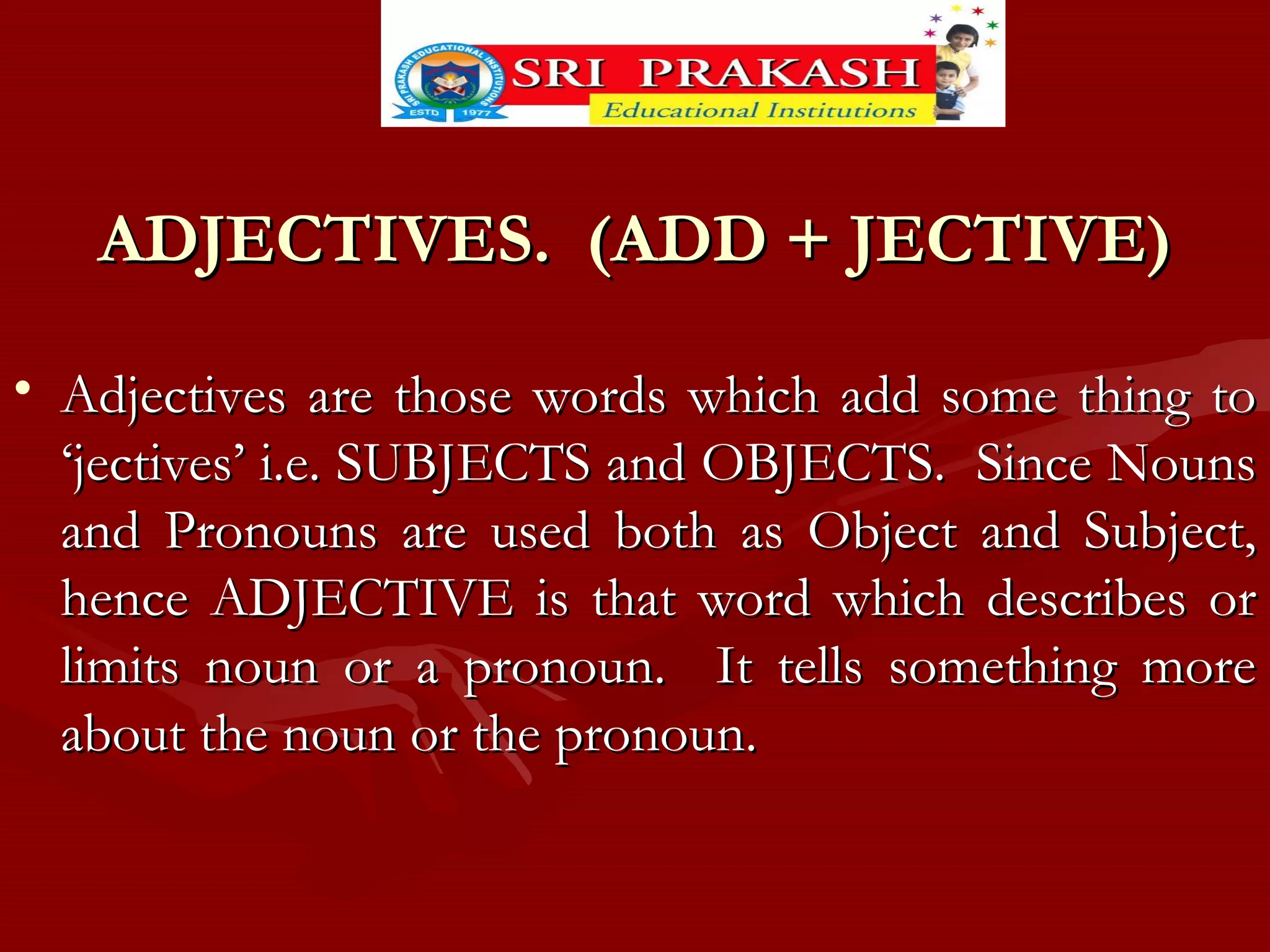 Adjectives - Their Types | PPT