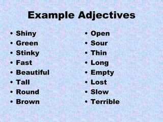 Adjectives | PPT | Food & Drink