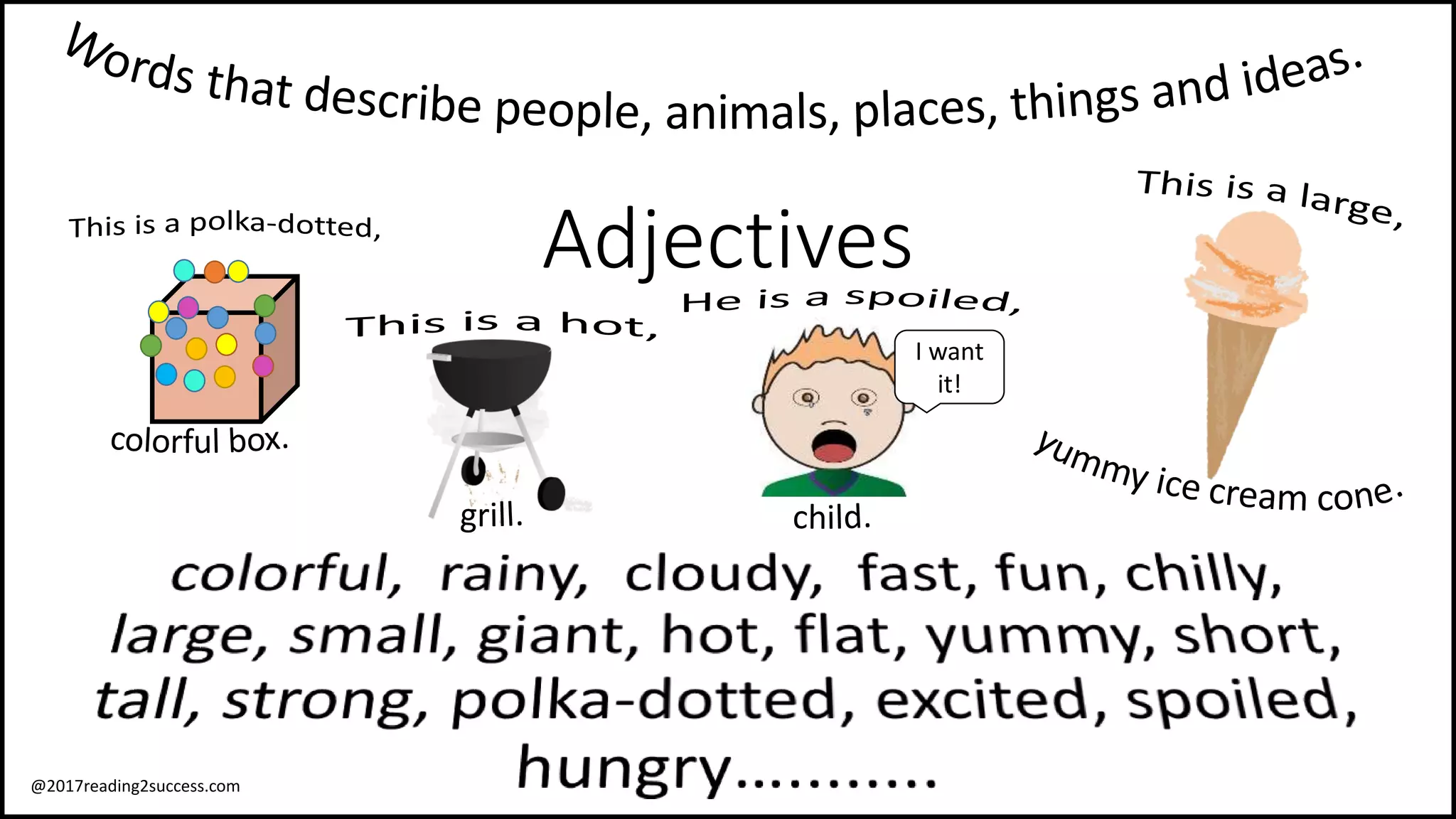 Adjectives - Words that describe people, animals, places, things and ...
