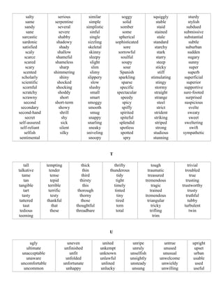 Adjectives vocabulary word list | DOCX