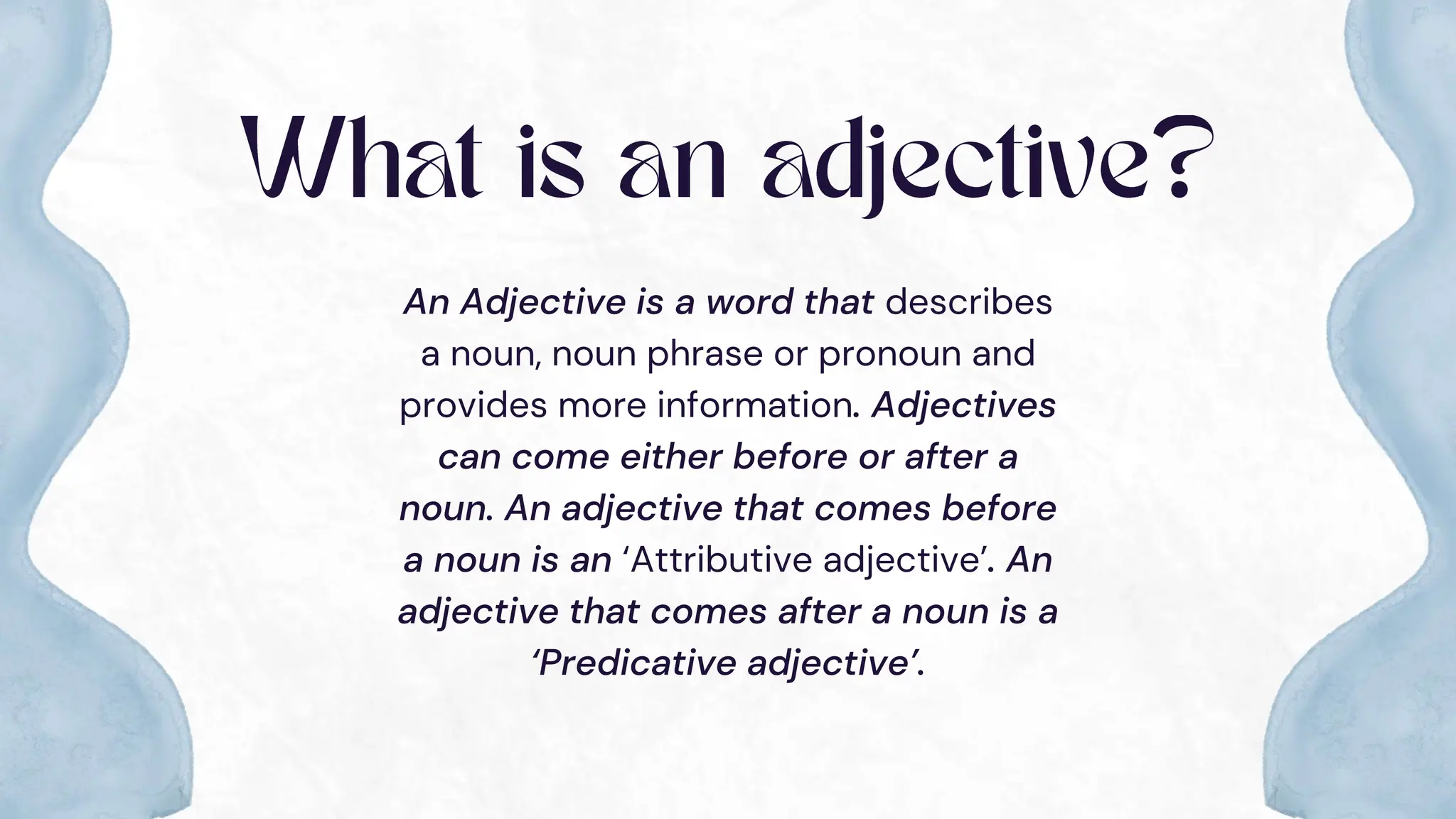 Adjectives presentation, definition and its types | PPTX | Style & Fashion