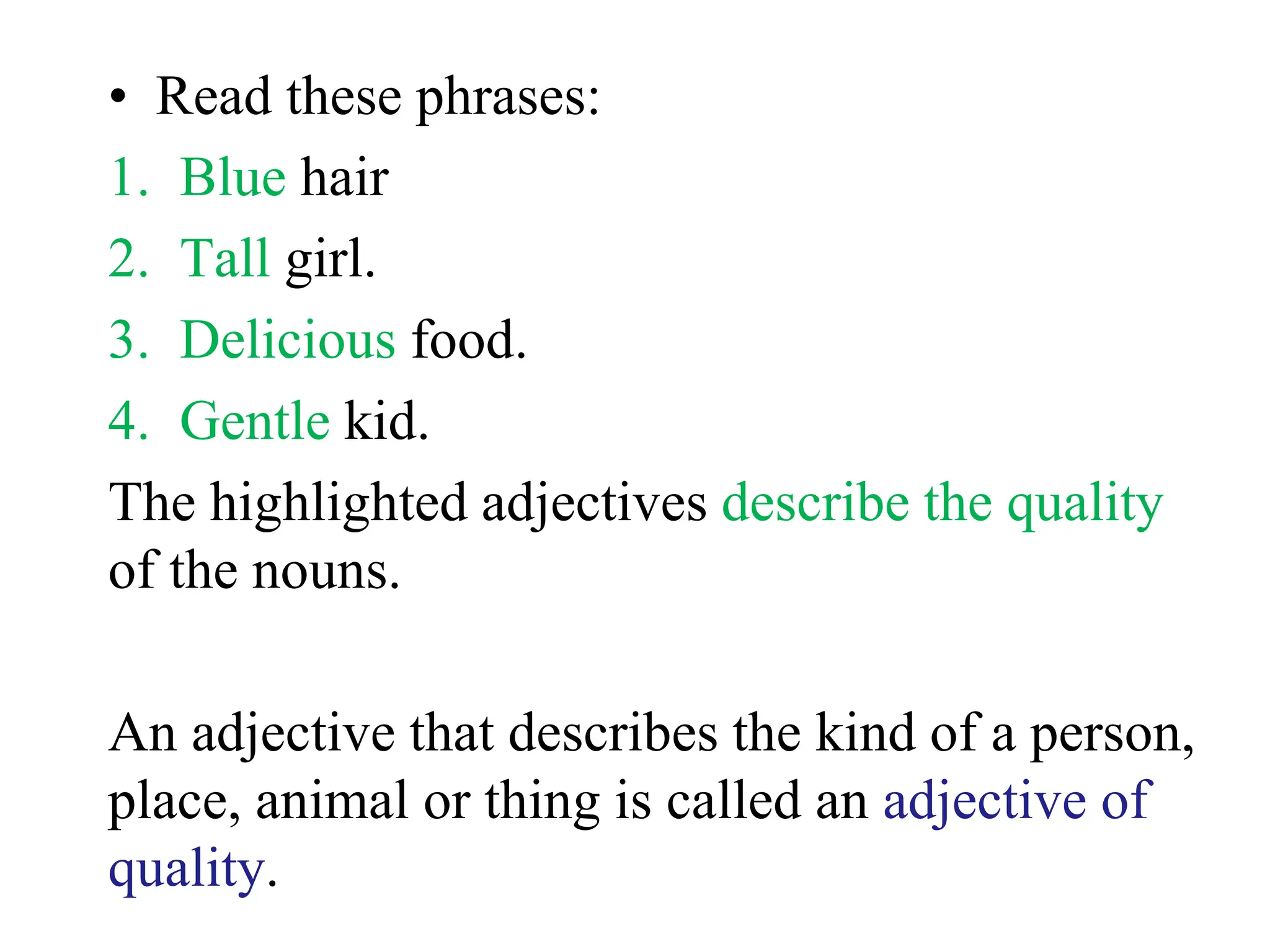 adjectives.ppt for class 1 to 6, grammar | PPT