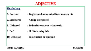 SSC 2024 ENGLISH LANGUAGE - ADJECTIVES 15 MCQS | PPT