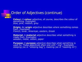 adjectives definition and examples.ppttttttttttttttttttttttttttt | PPT