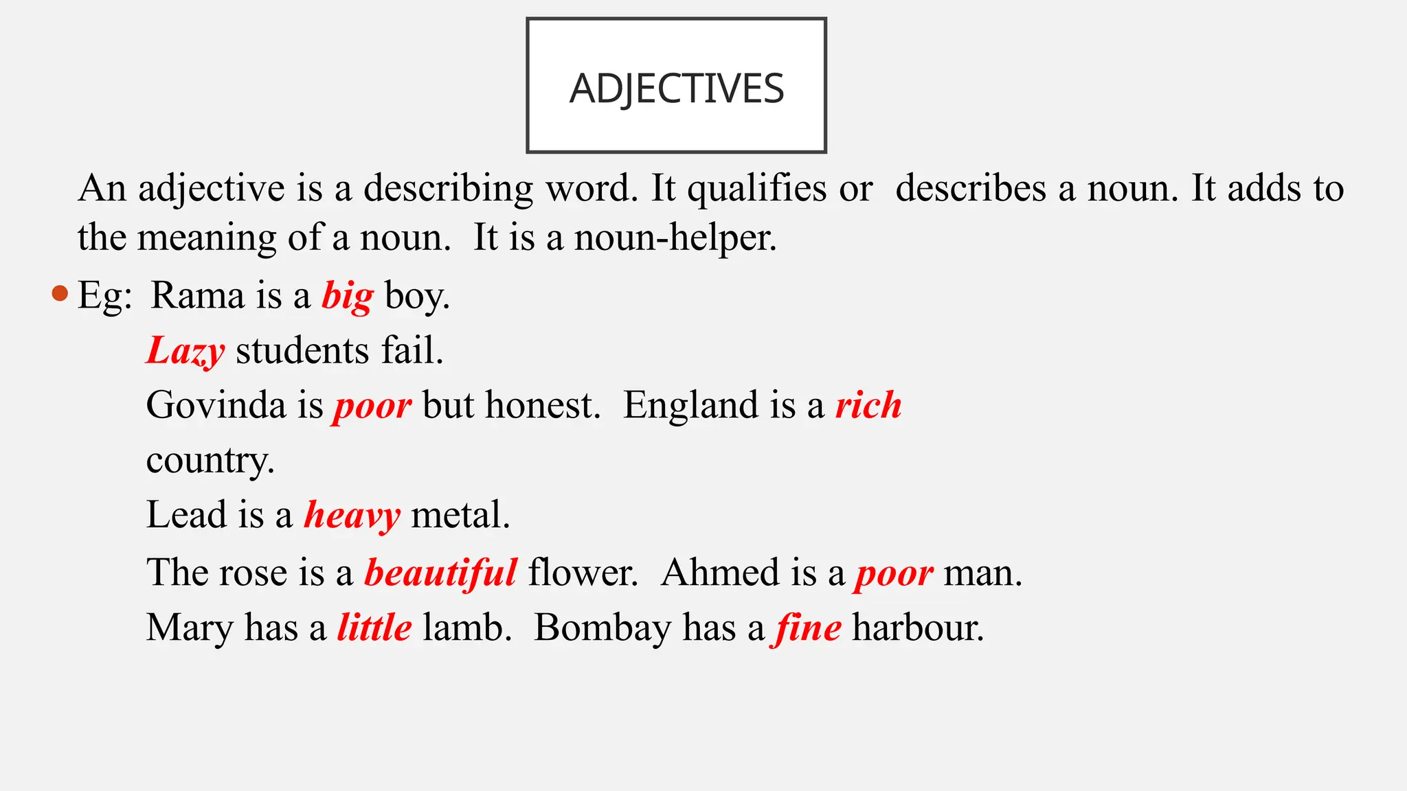Adjectives for begineers and learn fundamental | PPT