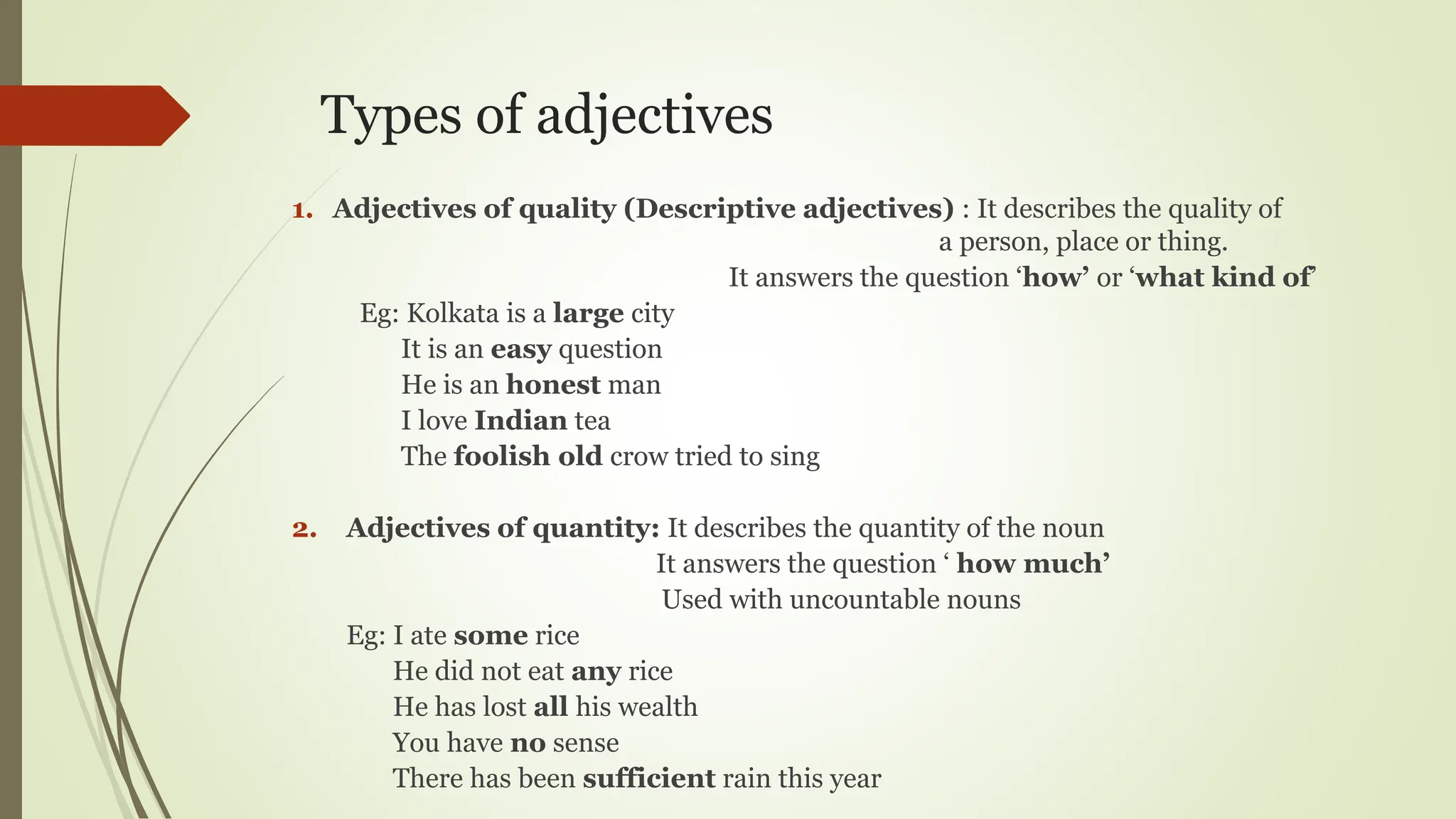 An introduction to Adjectives, small PPT covering the basics | PDF